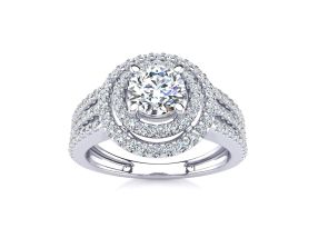 Halo Engagement Rings | 1 1/2ct Round Double Halo Diamond Engagement ...