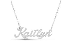 Kaitlyn Nameplate Necklace In Silver | SuperJeweler.com