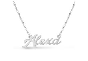 Alexa Nameplate Necklace In Silver | SuperJeweler.com