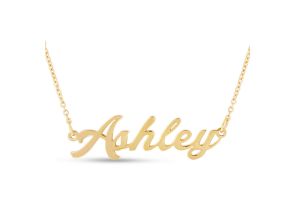 Ashley Nameplate Necklace In Gold | SuperJeweler.com