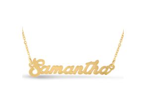 Samantha Nameplate Necklace In Gold | SuperJeweler.com