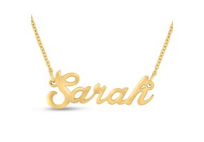 Sarah Nameplate Necklace In Gold | SuperJeweler.com