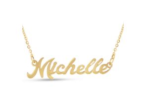 Michelle Nameplate Necklace In Gold | SuperJeweler.com