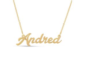 Andrea Nameplate Necklace In Gold | SuperJeweler.com