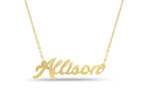 Allison Nameplate Necklace In Gold | SuperJeweler.com