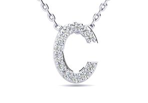 Diamond Initial Necklace | Letter C Initial Necklace In 14K White Gold ...
