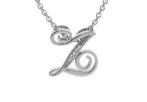 Diamond Initial Necklace | Letter Z Initial Necklace In White Gold ...