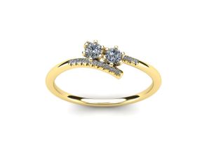 Right Hand Ring | Two Diamond Ring In 14K Yellow Gold | SuperJeweler