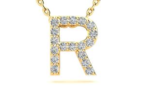 Diamond Initial Necklace | Letter R Initial Necklace In 14K Yellow Gold ...