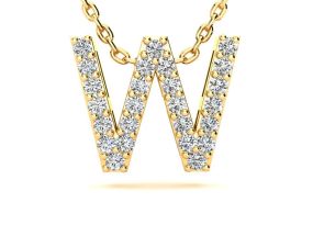 Diamond Initial Necklace | Letter W Initial Necklace In 14K Yellow Gold ...