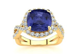 Tanzanite Rings | Tanzanite | 3ct Cushion Cut Tanzanite and Halo ...