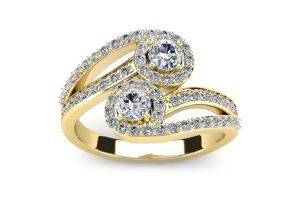 Right Hand Ring | Two Diamond Ring In 14K Yellow Gold | SuperJeweler