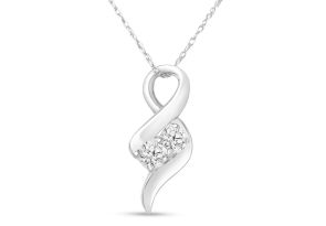 1/4 Carat Two Stone Diamond Intertwined Necklace In 14K White Gold ...