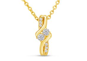 1/4 Carat Two Stone Diamond Knot Necklace In 14K Yellow Gold ...