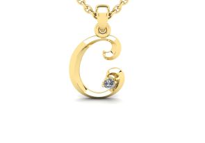 Diamond Initial Necklace | Letter C Initial Necklace In Yellow Gold ...