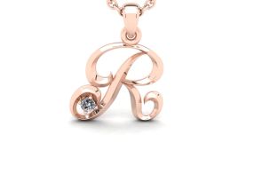 Diamond Initial Necklace | Letter R Initial Necklace In Rose Gold ...