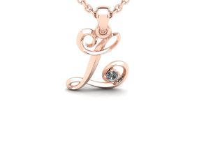 Diamond Initial Necklace | Letter L Initial Necklace In 14K Rose Gold ...