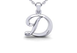 Initial Necklace | D Swirly Initial Necklace In Sterling Silver ...