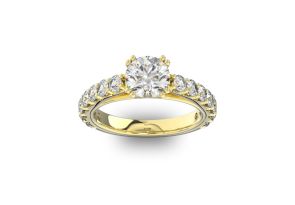 2 1/2 Carat Round Shape Double Prong Set Engagement Ring In 14 Karat ...
