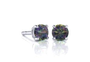 Mystic Topaz | Mystic Topaz Earrings | 1 3/4ct Round Mystic Topaz Stud ...