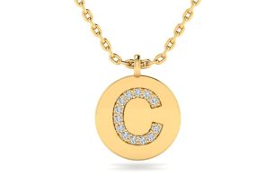 Diamond Initial Necklace | C Initial Necklace In 14K Yellow Gold With ...