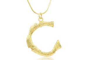 Initial Necklace | "C" Bamboo Initial Necklace In Gold Overlay ...