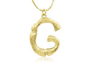 Initial Necklace | "G" Bamboo Initial Necklace In Gold Overlay ...