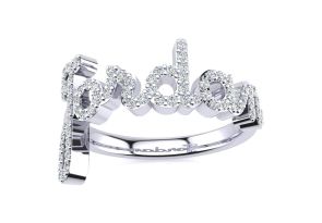 Personalized Diamond Name Ring | Diamond Custom Name Ring In 14K White ...