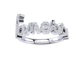 Personalized Diamond Name Ring | Diamond Custom Name Ring In 14K White ...