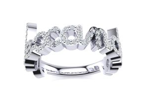 Personalized Diamond Name Ring | Diamond Custom Name Ring In 14K White ...