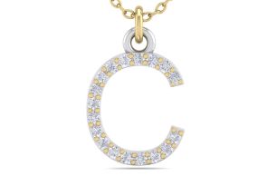 Diamond Initial Necklace | C Initial Necklace In 14 Karat Yellow Gold ...