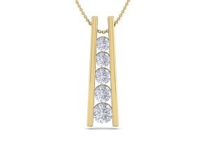 3/4 Carat Diamond Journey Ladder Necklace In 14 Karat Yellow Gold, 18 ...