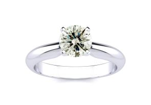 1.10 Carat Diamond Solitaire Engagement Ring In 14K White Gold ...