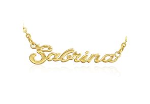 Sabrina Nameplate Necklace In Gold | SuperJeweler