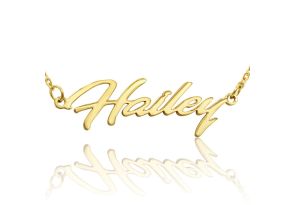 Hailey Nameplate Necklace In Gold | SuperJeweler