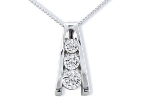 1/2ct Three Diamond Ladder Pendant in 14k White Gold | SuperJeweler.com