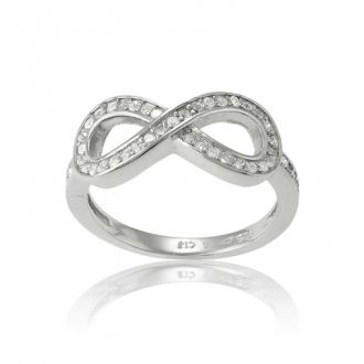 Modern Sterling Silver Infinity CZ Ring, Sizes 5-10 | SuperJeweler.com