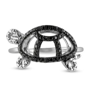 Black Diamond Turtle Ring Crafted In Solid Sterling Silver ...