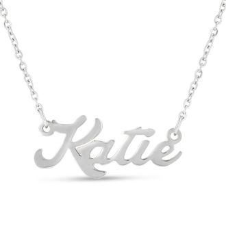 Katie Nameplate Necklace In Silver | SuperJeweler.com