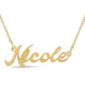 Nicole Nameplate Necklace In Gold | SuperJeweler.com