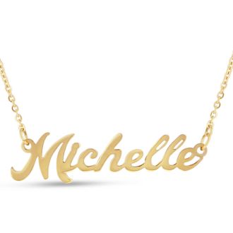 Michelle Nameplate Necklace In Gold | SuperJeweler.com