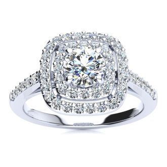 Halo Engagement Rings | 1 Carat Double Halo Diamond Engagement Ring in ...