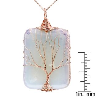 Rose Gold Tree of Life Wire Wrapped Opal Necklace | SuperJeweler
