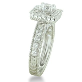 1 1/2ct Princess Diamond Bridal Set in 14k White Gold | SuperJeweler.com