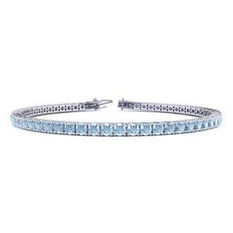 6.5 Inch 3 1 2 Carat Aquamarine Tennis Bracelet In 14K White Gold