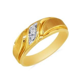 Men's Promise Ring with Three Diamonds in 10k Yellow Gold ...