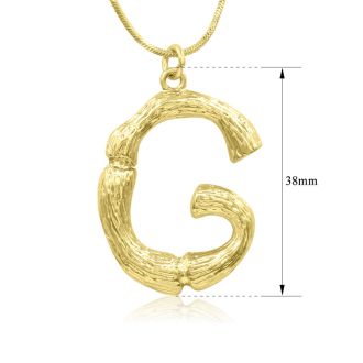 Initial Necklace | "G" Bamboo Initial Necklace In Gold Overlay ...