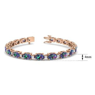 8 1 2 Carat Oval Shape Mystic Topaz and Diamond Bracelet In 14 Karat Rose Gold 7 Inches