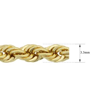 3.3mm Rope Chain, 30 Inches, Yellow Gold | SuperJeweler