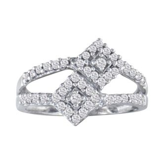 1/2ct Double Diamond Right Hand Diamond Ring in 10k White Gold ...